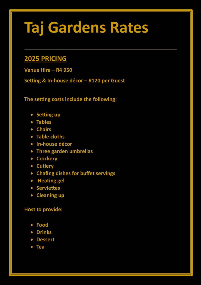 Rates – Taj Gardens